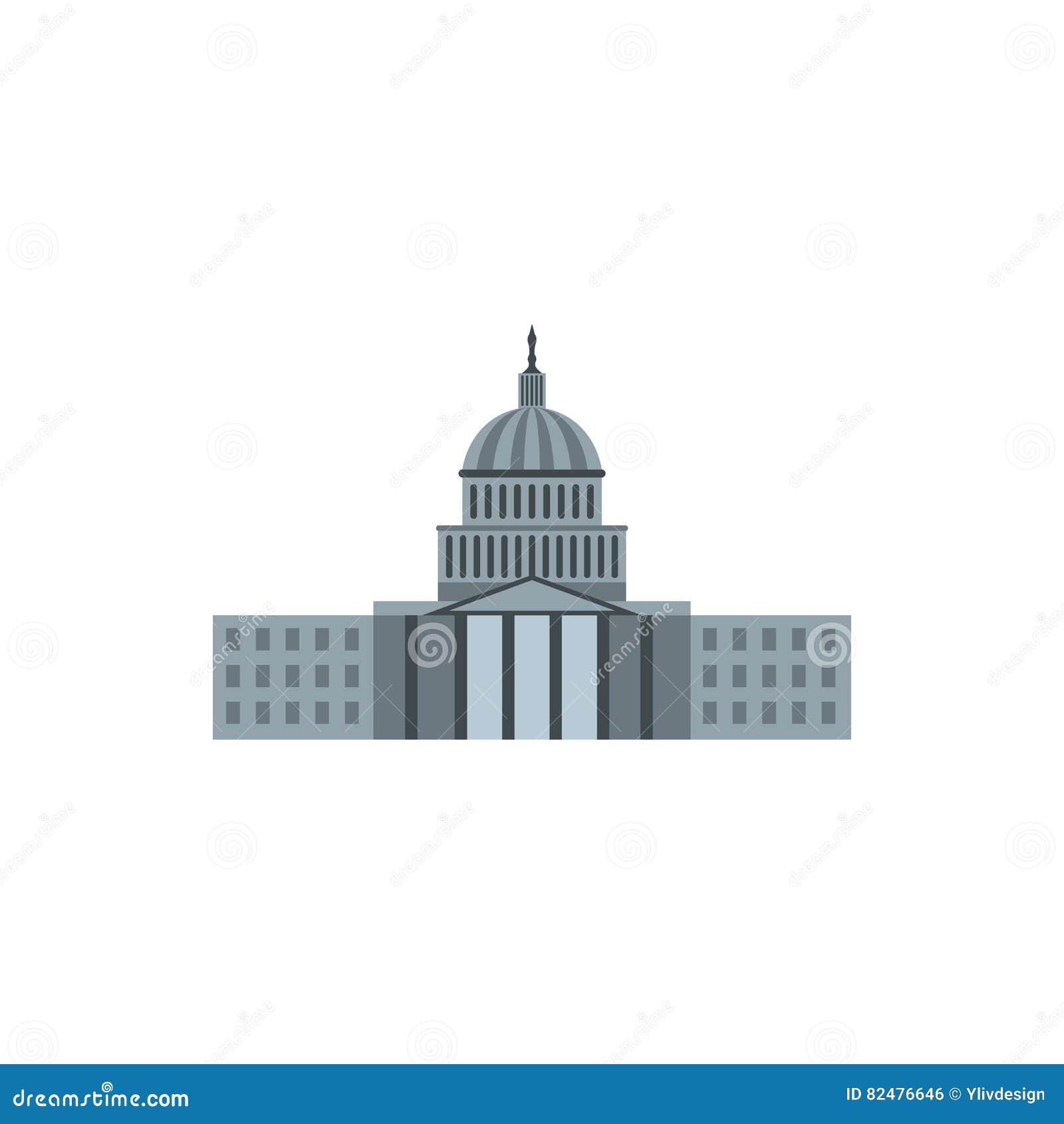 United States Capitol Icon, Flat Style Stock Vector - Illustration of ...