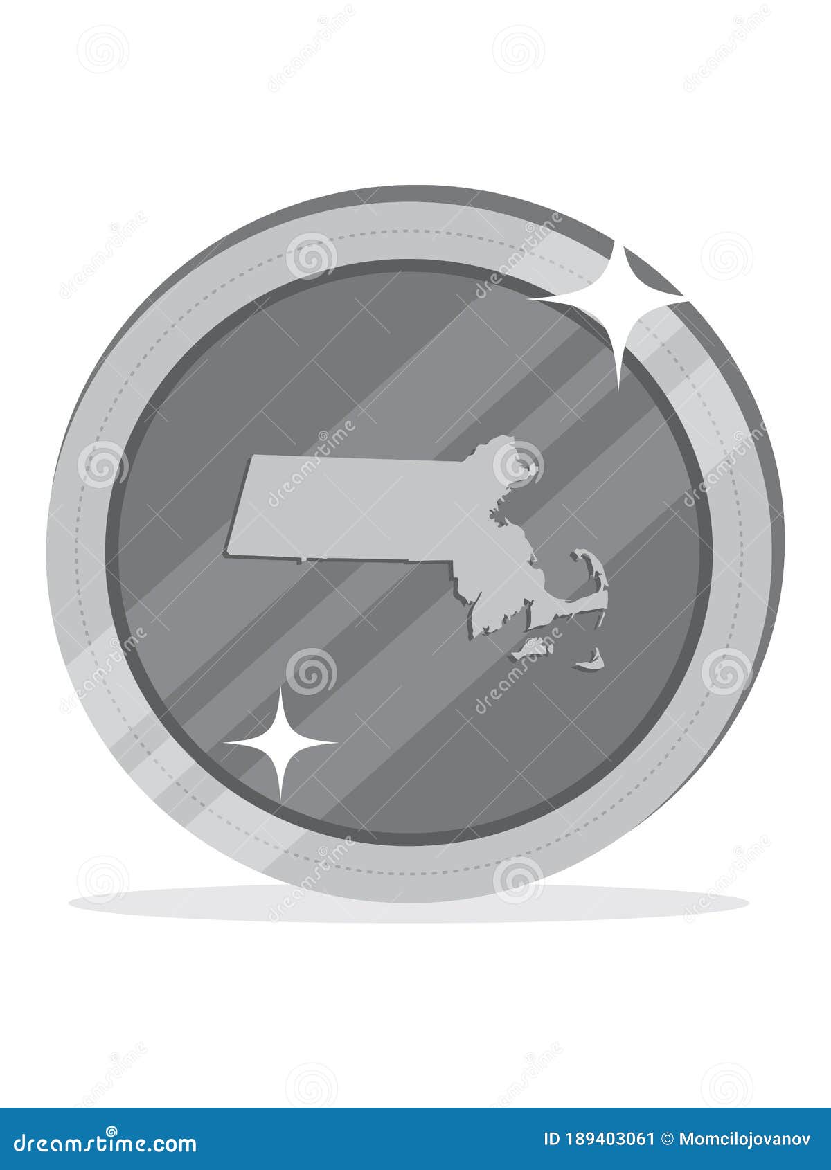 Commonwealth of Massachusetts Silver Dollar Coin Stock Vector ...