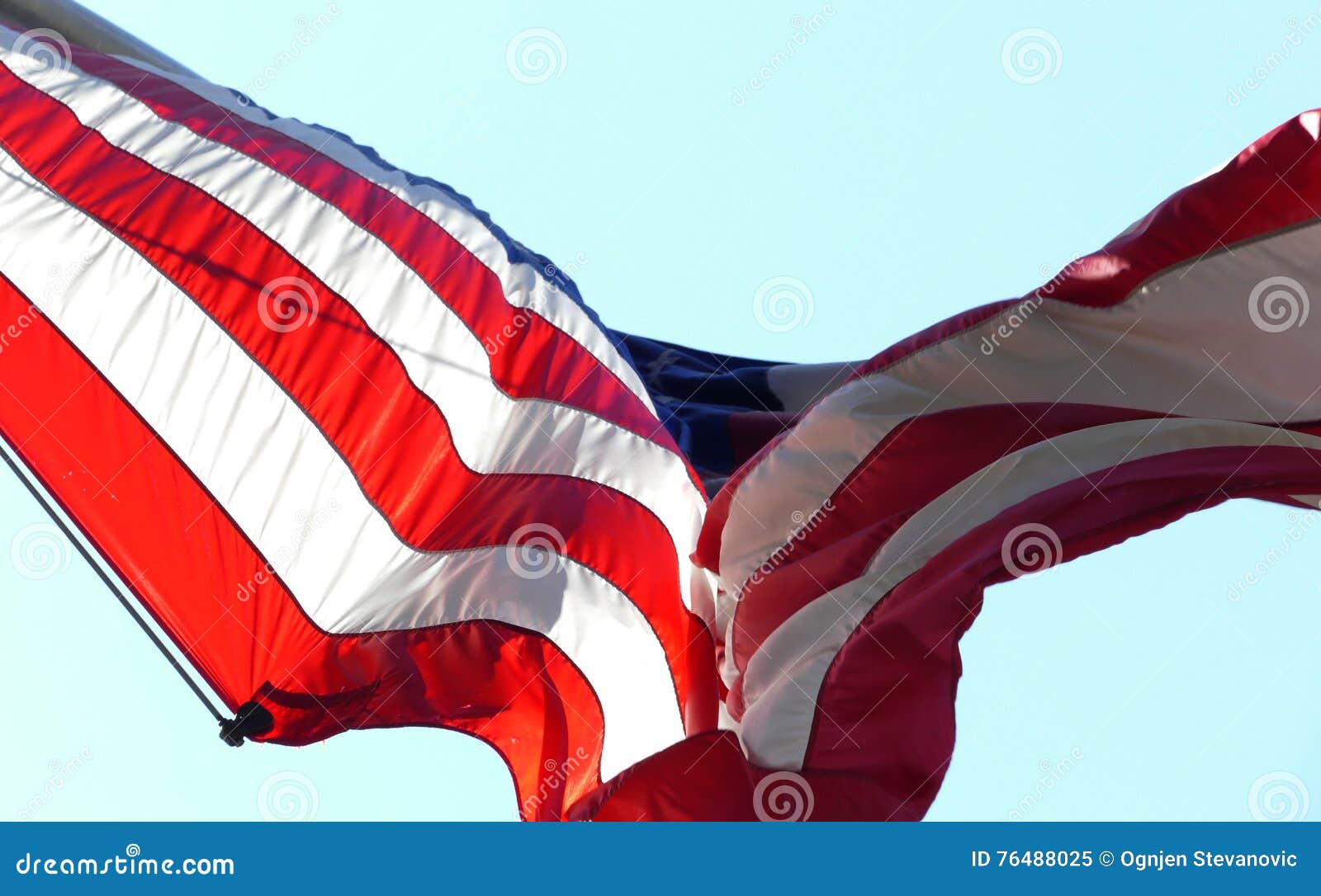 United States Flag Fluttering in the Wind Stock Image - Image of ...