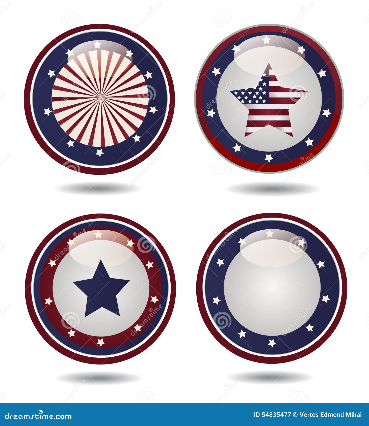 United States Flag Glossy Buttons Stock Illustration - Illustration of ...