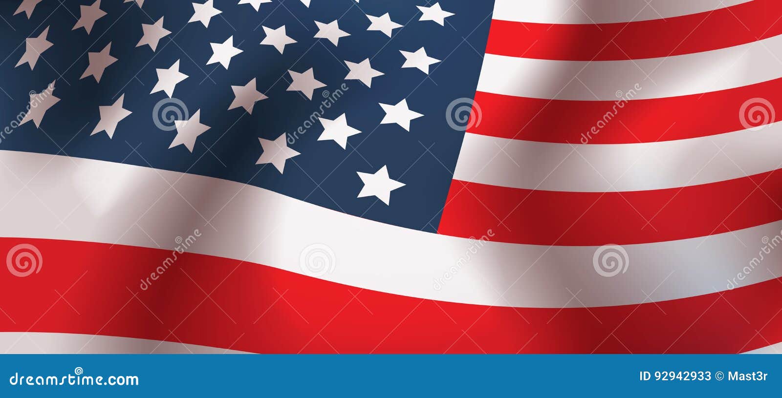 United States Flag Waving Horizontal Banner Stock Vector - Illustration ...