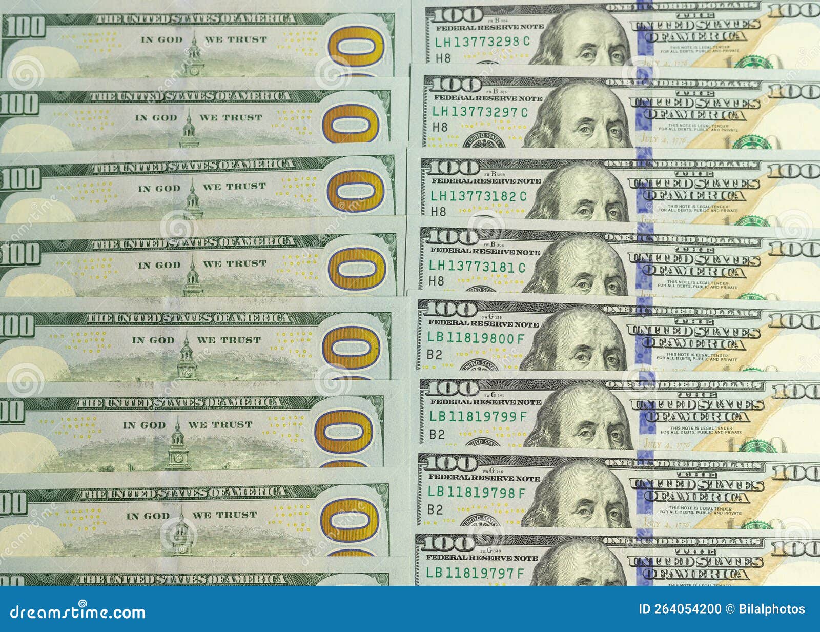 United States Hundred Bills Front and Reverse Side Notes Stock Photo ...