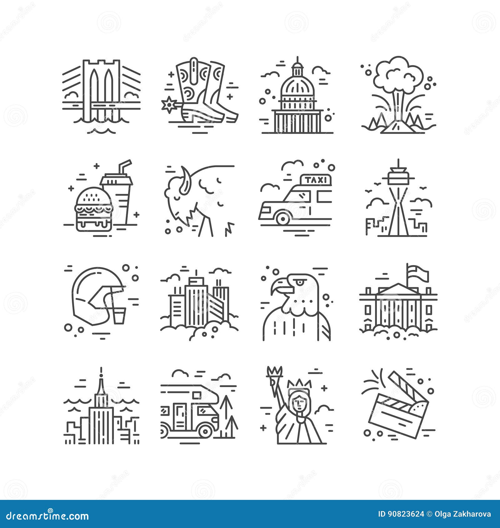 United States Icons stock vector. Illustration of country - 90823624