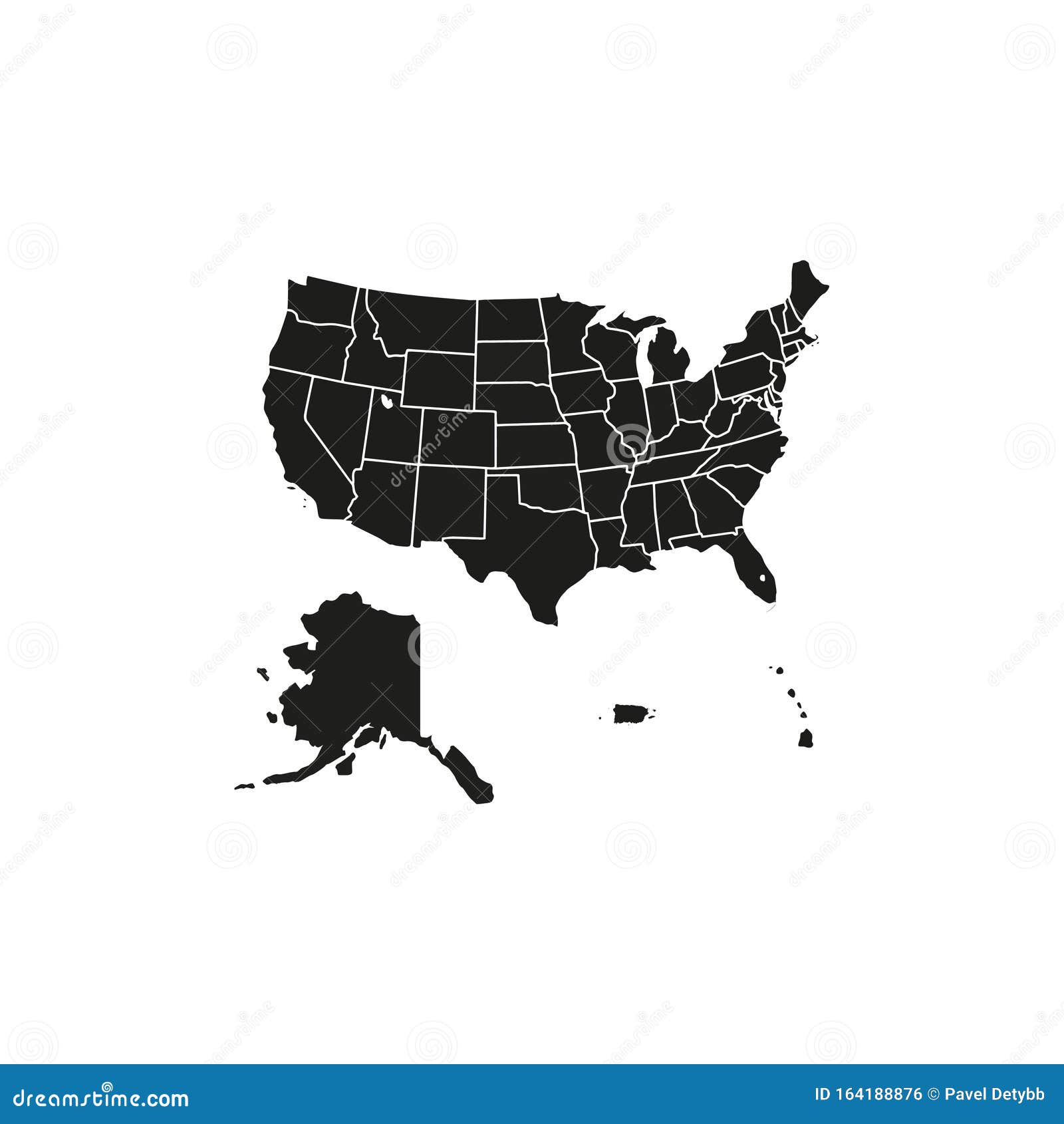 United States Map, States Border Map. Vector Illustration Stock ...