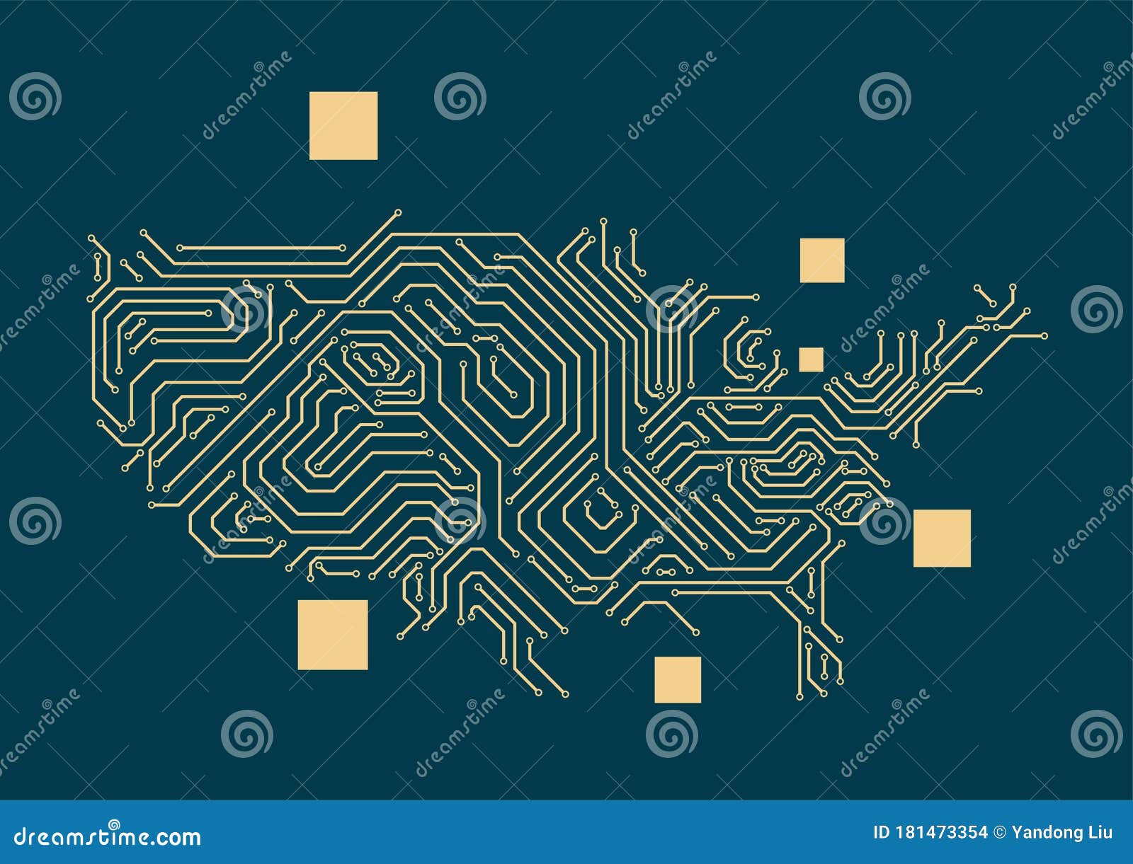 United States Map Composed of Circuit Boards, Electronic Financial ...