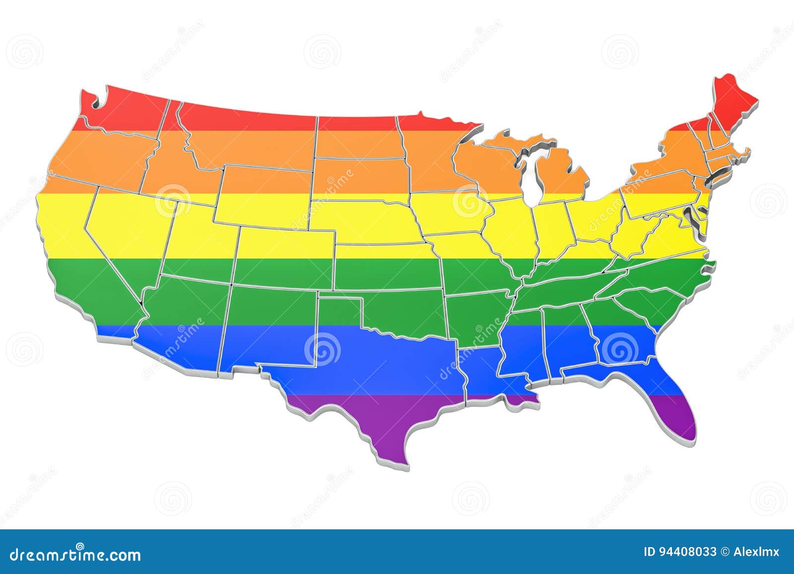United States Map with LGBT Flag Stock Illustration - Illustration of ...