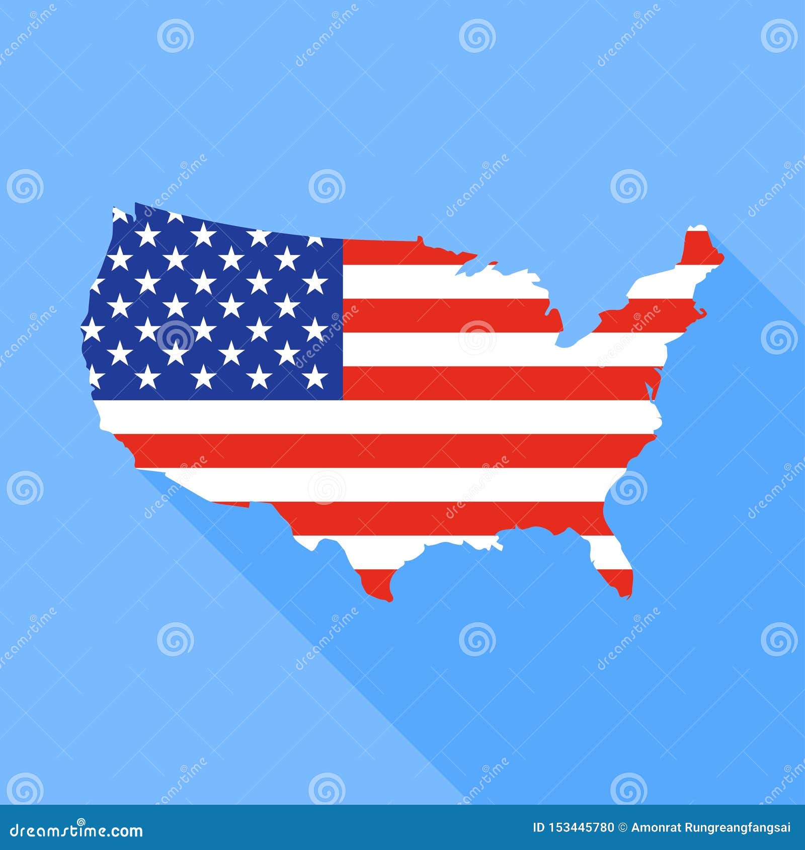 United States Map with Long Shadow Vector Illustration Stock Vector ...