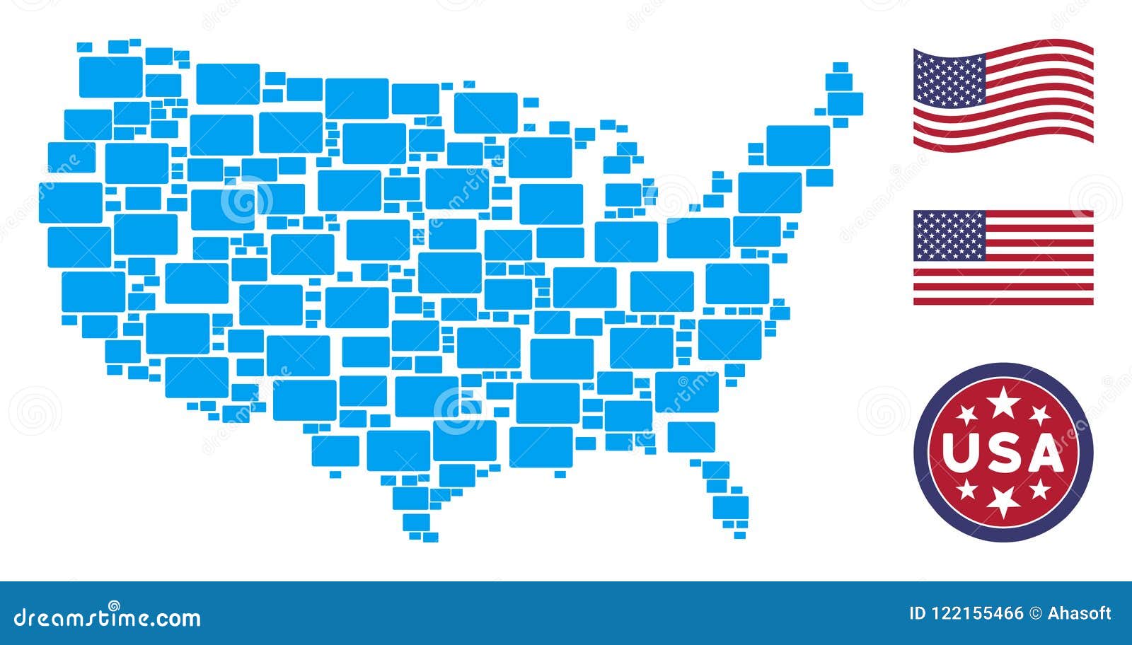 United States Map Mosaic of Filled Rectangle Stock Vector ...