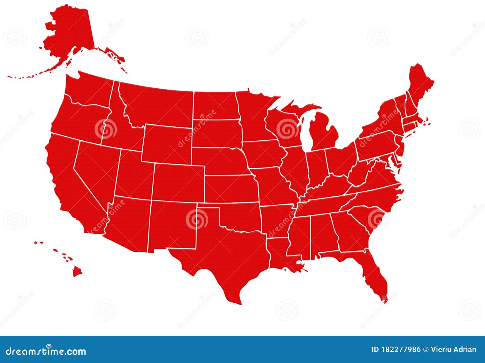 United States Map Red,America Isolated Stock Illustration ...