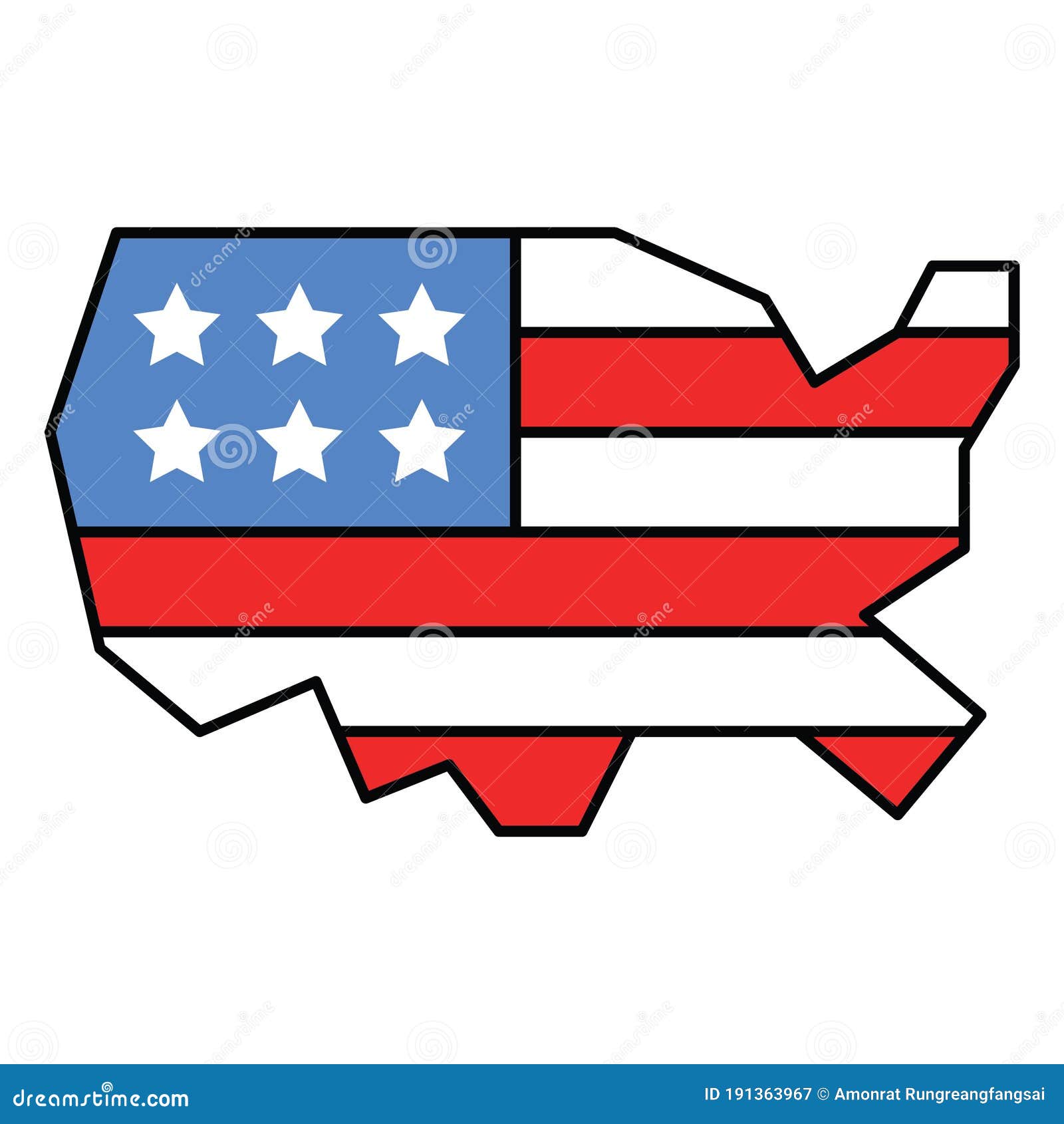 United States Map, United State Independence Day Related Icon Stock ...