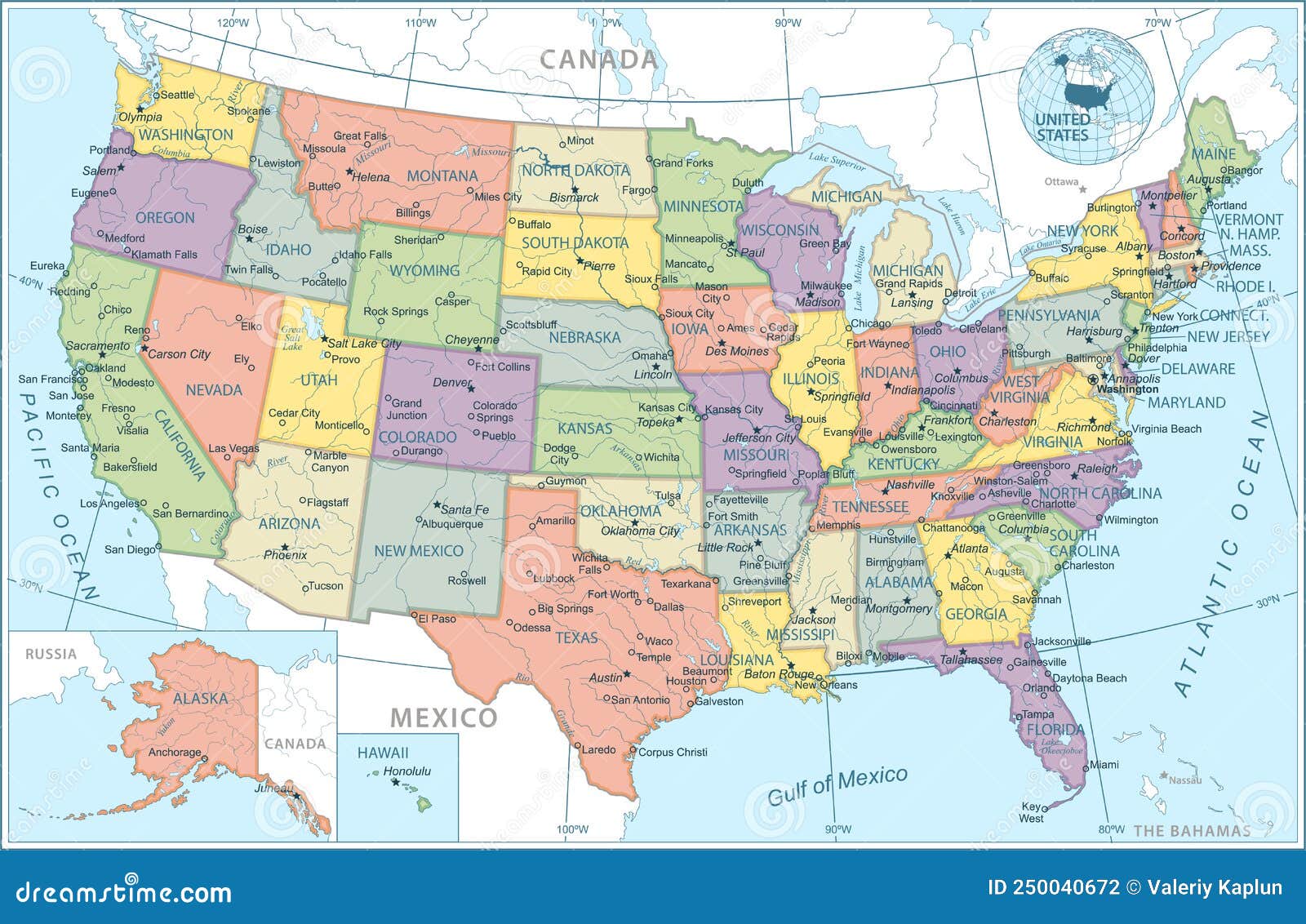 Map of United States - Highly Detailed Vector Illustration Stock Vector ...