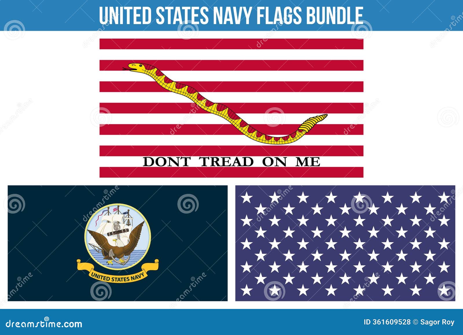 United States Navy Flags Bundle Vector Illustration Premium Quality ...