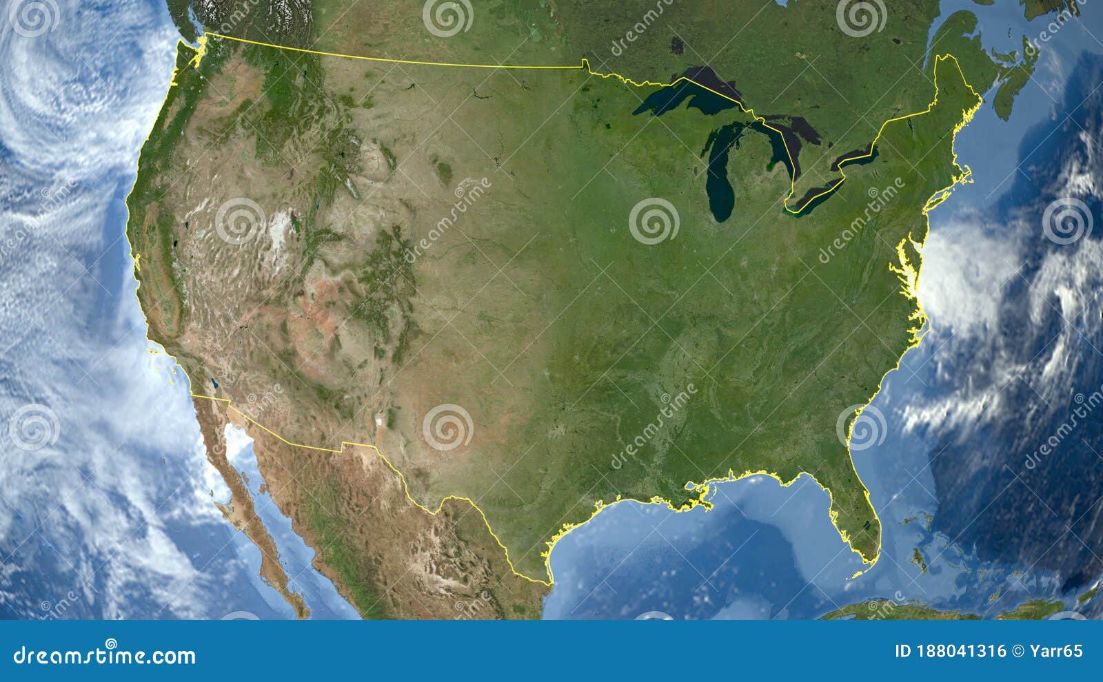 United States Outlined - Satellite Stock Illustration - Illustration of ...