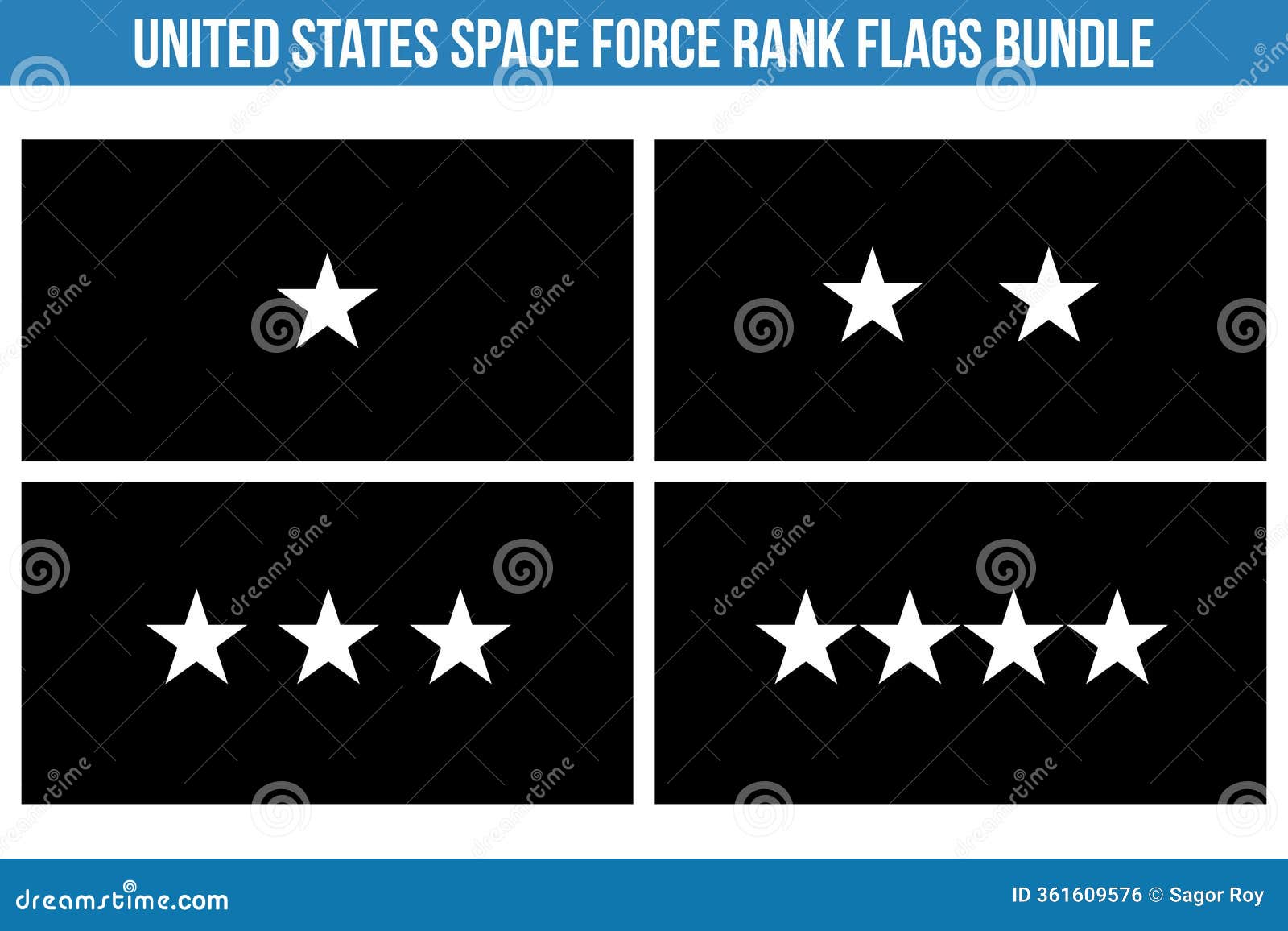 United States Space Force Rank Flags Bundle Vector Illustration Premium ...