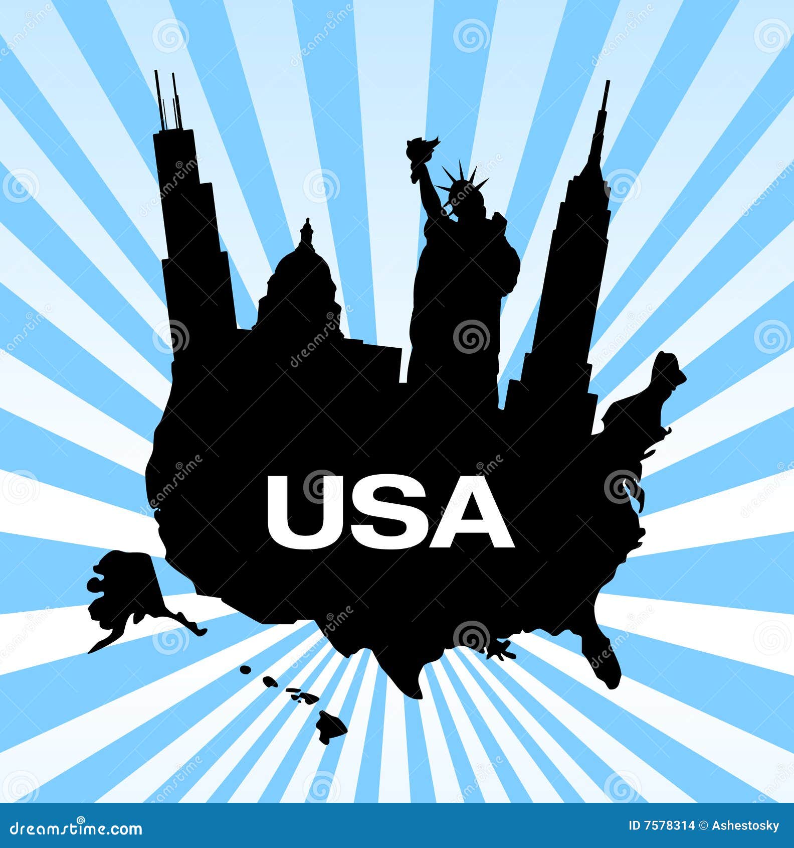 United States Travel Landmarks Stock Vector - Illustration of sears ...