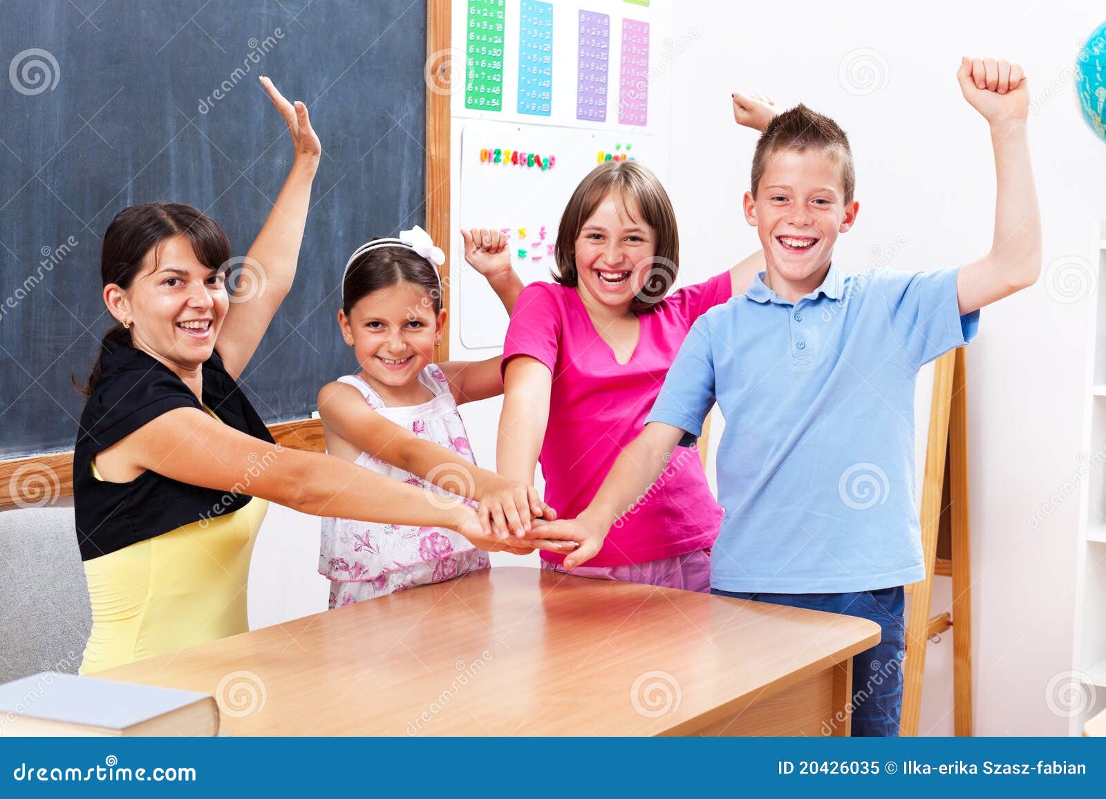 United Students and Teacher Stock Image - Image of hands, school: 20426035