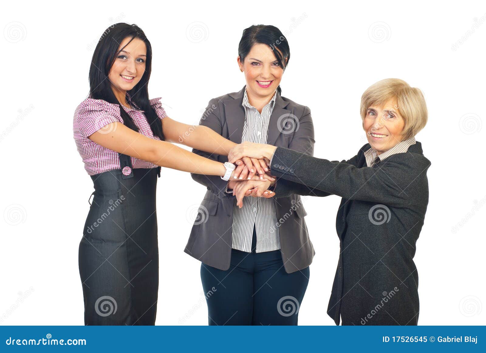 United Team Of Business Women. Portrait Team Of Three Smiling ...