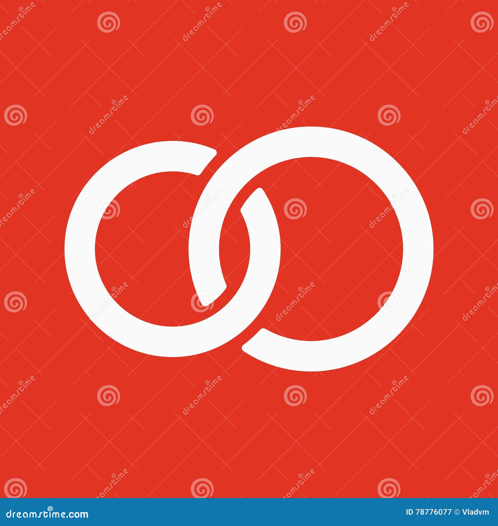 The United Wedding Ring Icon. Marriage And Glans Symbol. Flat Vector ...