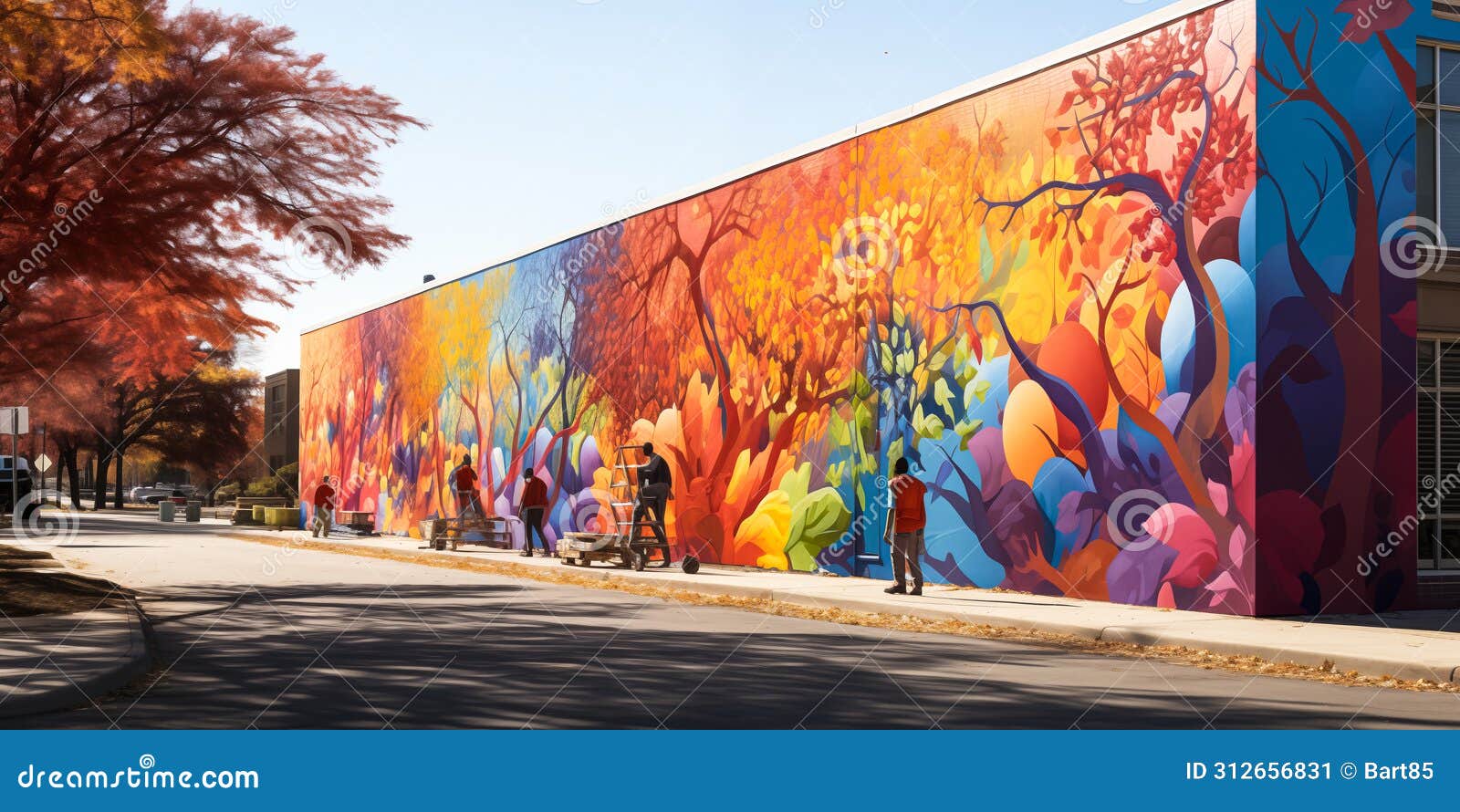 Unity in Art Diverse Backgrounds Come Together for Mural Painting Stock ...