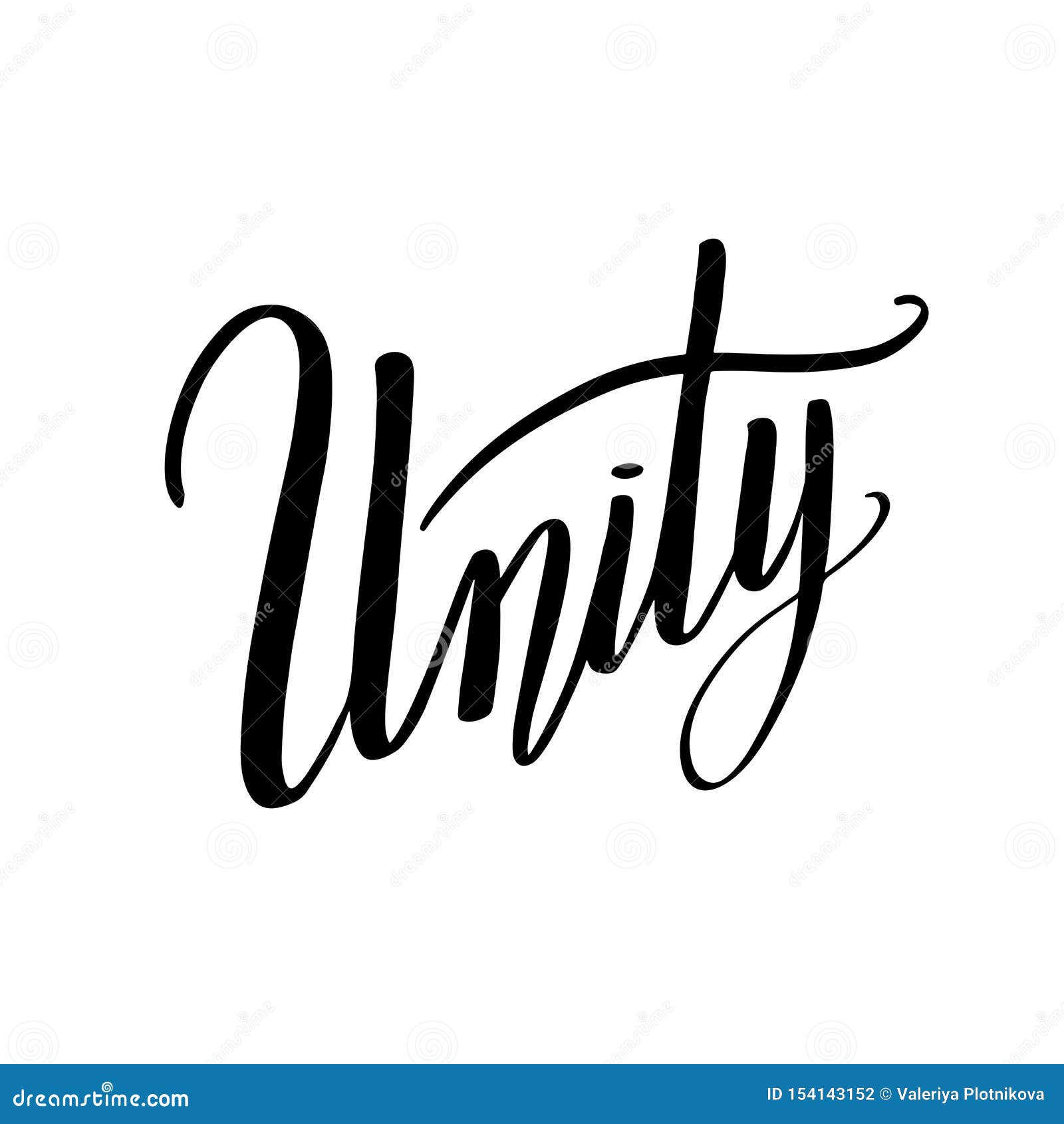 Unity. Brush Lettering. Commonality and Agreement. Ink Inscription ...