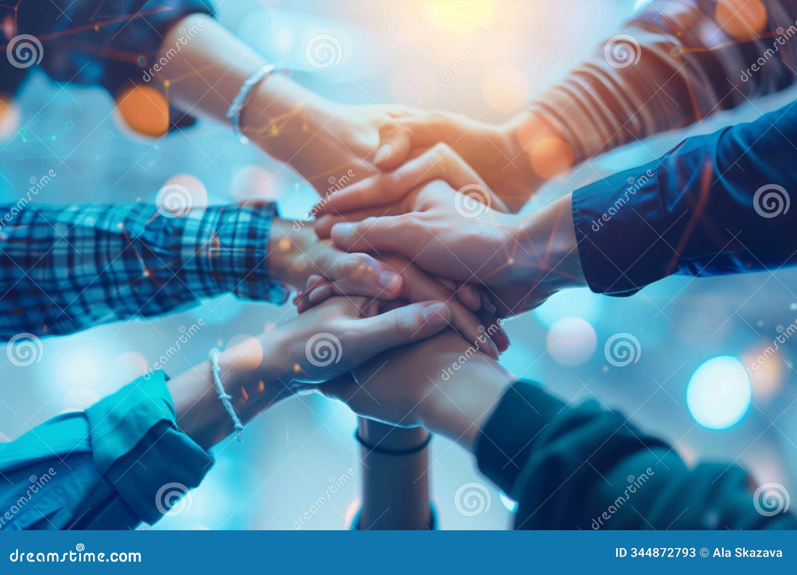 Unity in Collaboration: Diverse Team Members Joining Hands Under ...