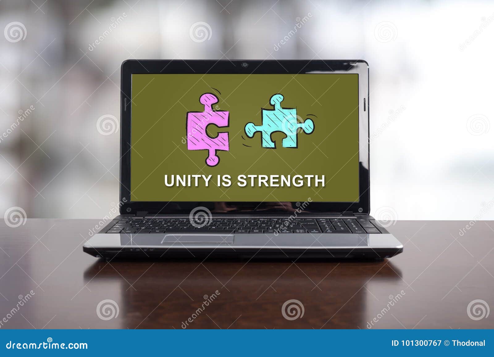 Unity concept on a laptop stock image. Image of jigsaw - 101300767