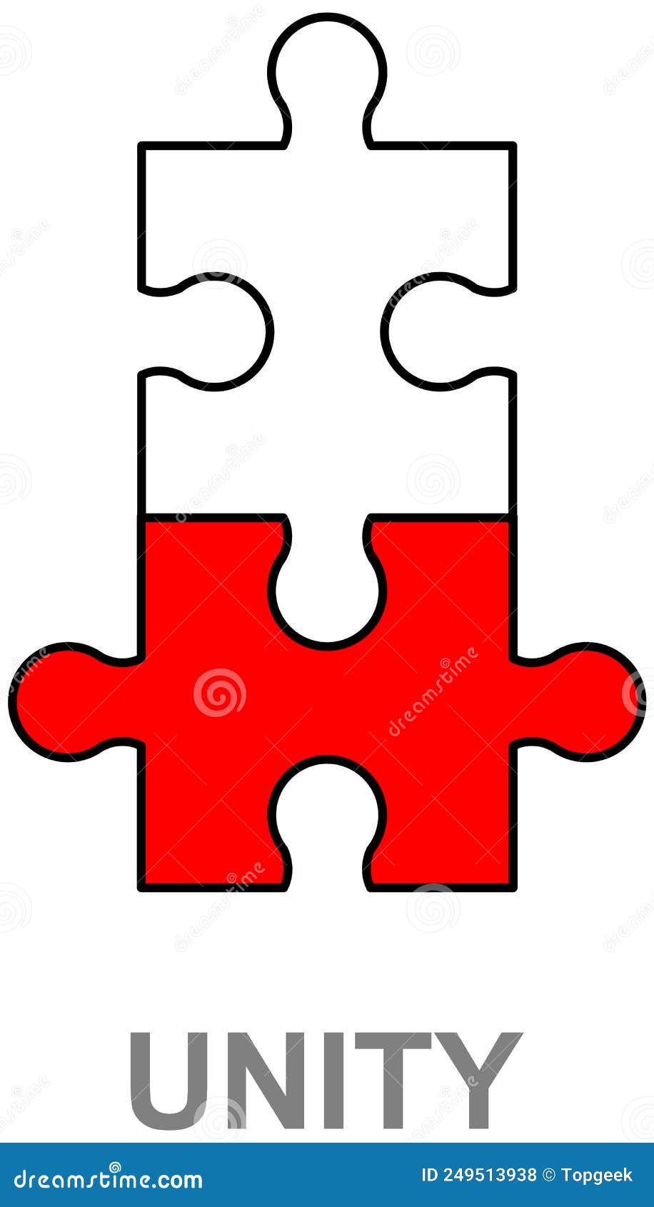 Unity Concept. Two Puzzle Pieces Connected Together Isolated Vector ...