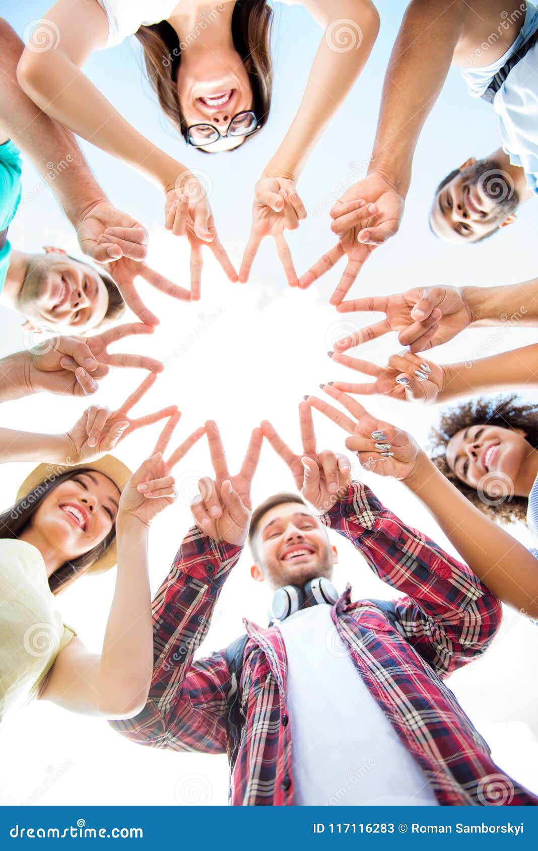 Unity and Connection of People. Topview of Multi Ethnic Students Stock ...