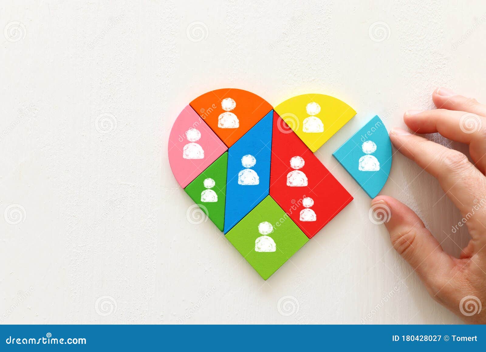 Unity and Diversity Partnership Concept. Heart Shaped Puzzle and Group ...