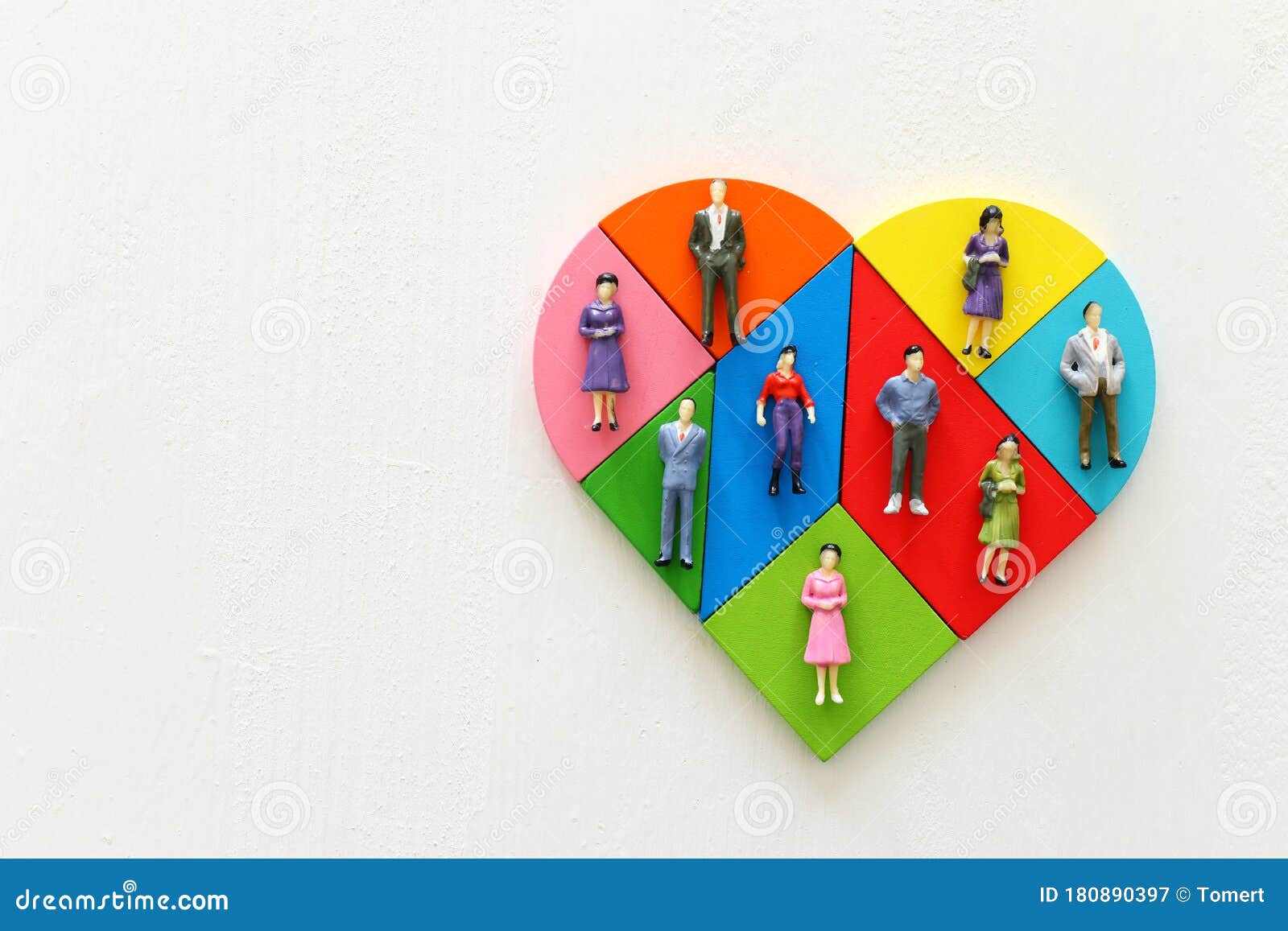 Unity and Diversity Partnership Concept. Heart Shaped Puzzle and Group ...