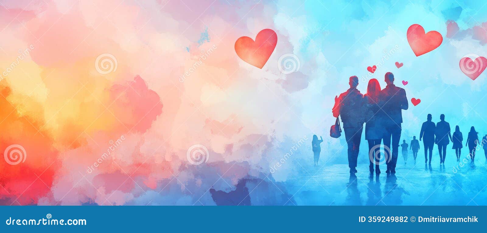 Unity on Earth, a Diverse Group Holding Hands while Observing a Big ...