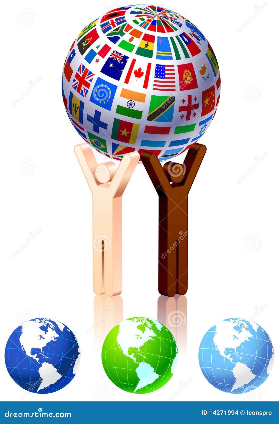 Unity Figures with Globe stock illustration. Illustration of korea ...