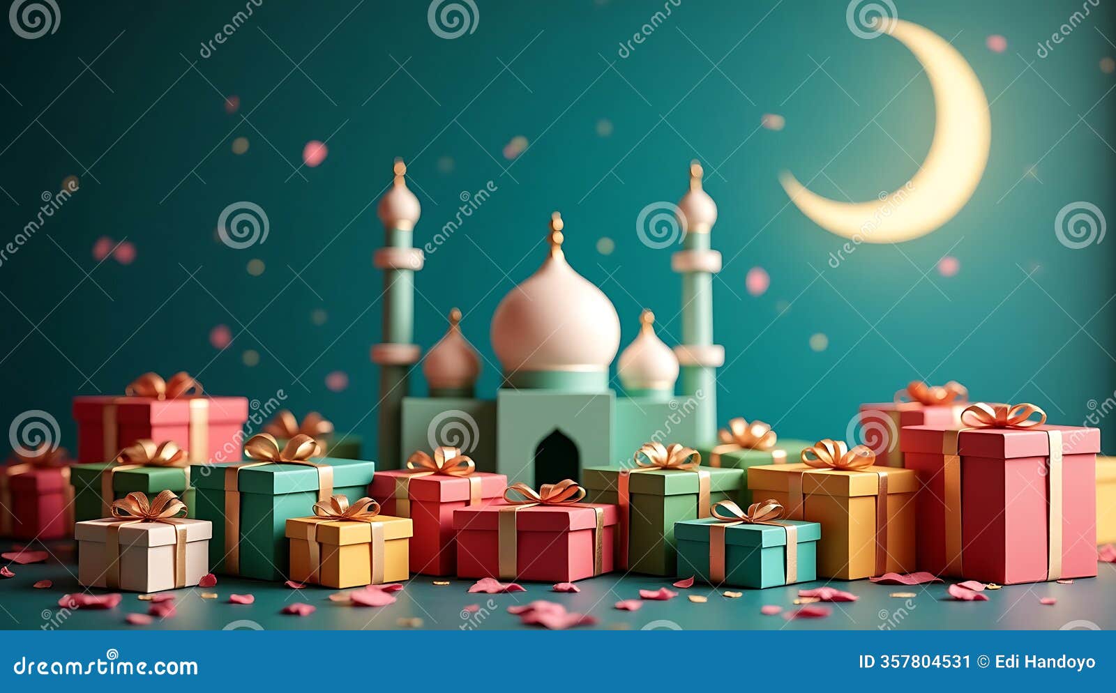 Unity And Generosity With Crescent Moon Background Stock Photo ...