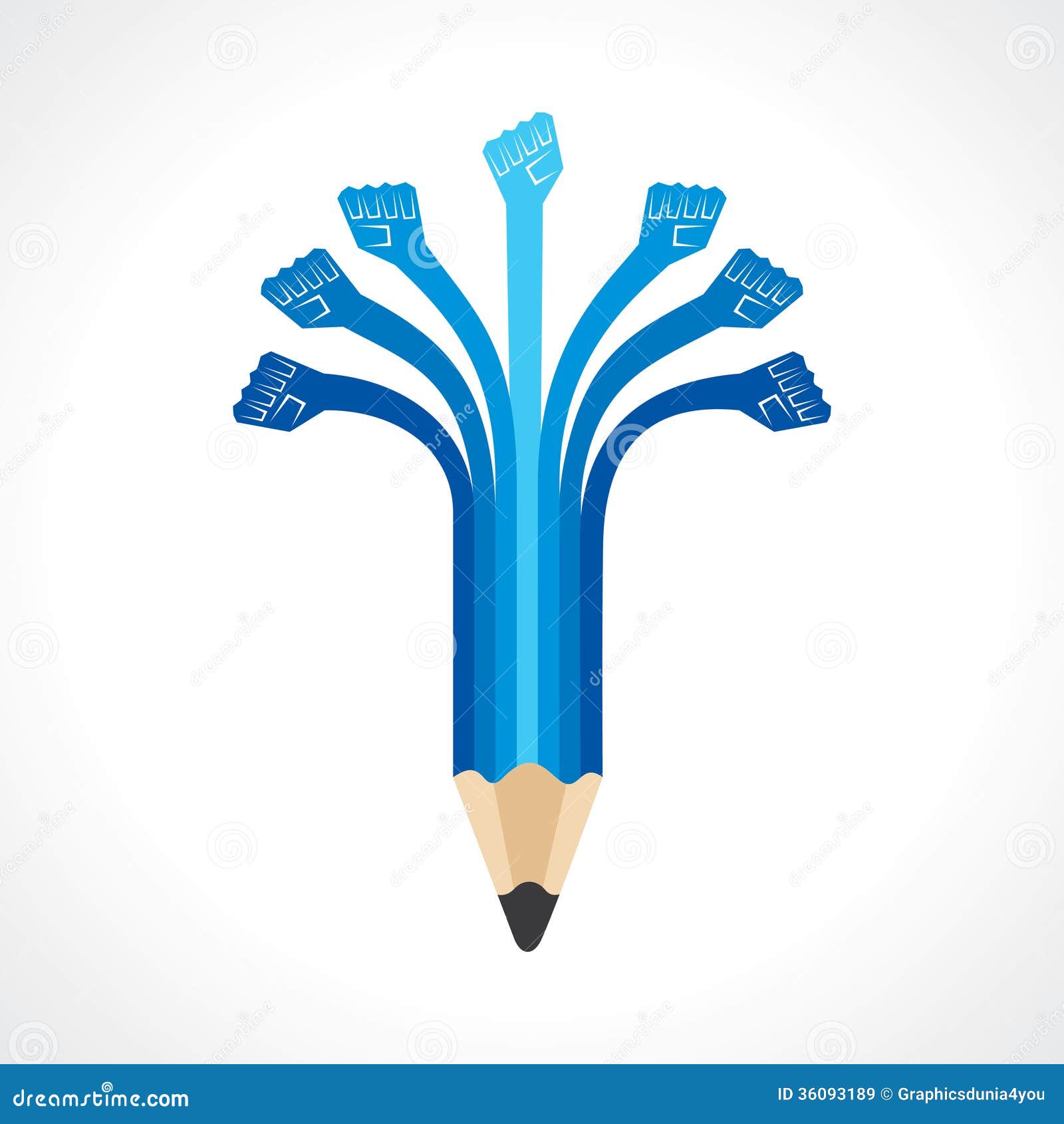 Unity Hands Make Pencil Cartoon Vector | CartoonDealer.com #36093189