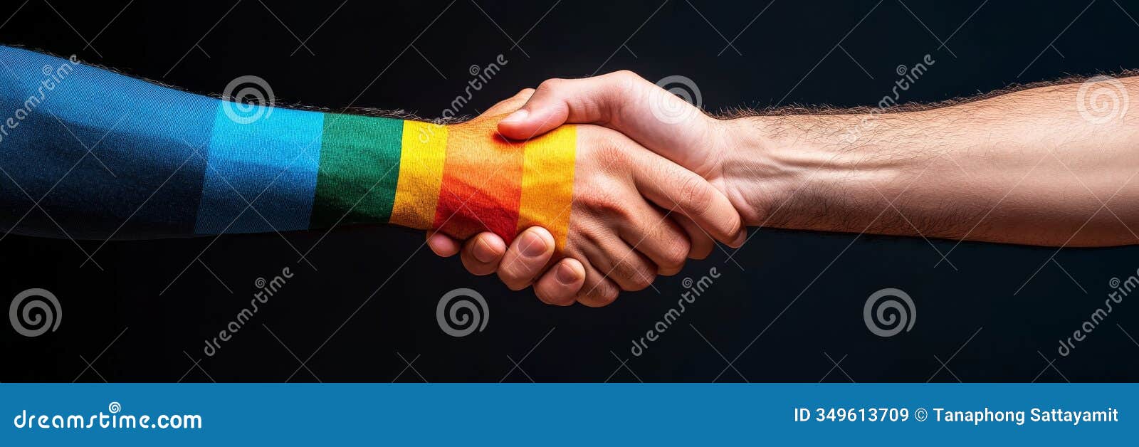 Unity through Handshake Two Hands Clasped Together One with Rainbow ...