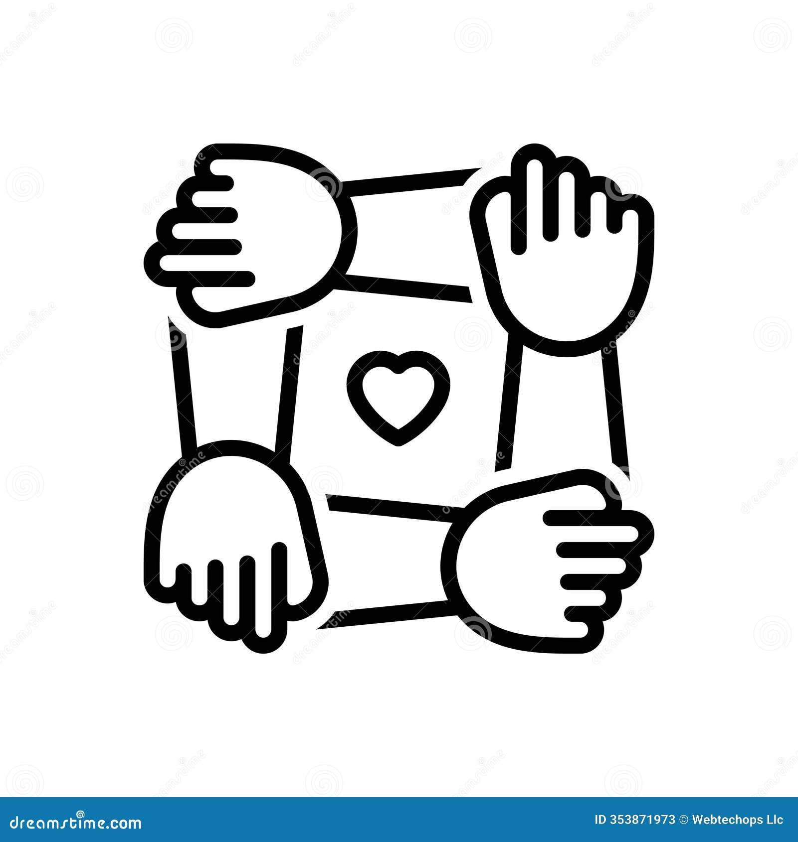 Black Line Icon for Unity, Unification and Team Stock Illustration ...