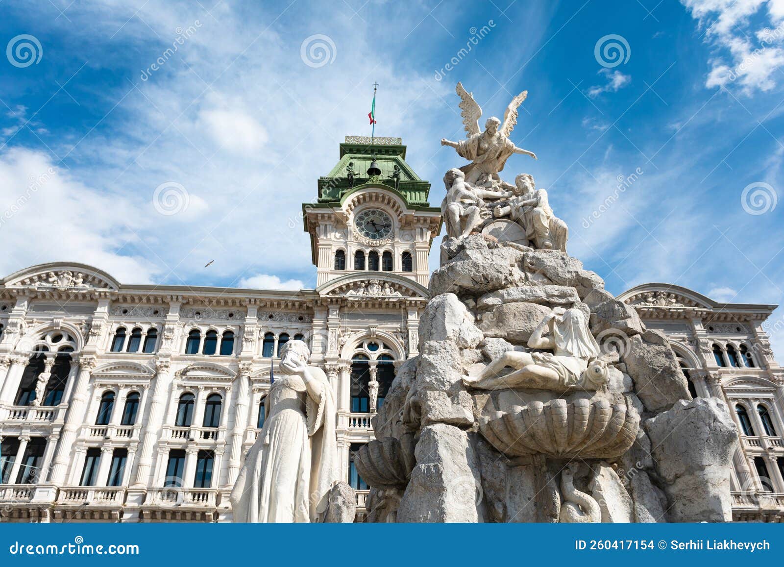 Unity of Italy Square in Trieste, Italy Stock Photo - Image of town ...