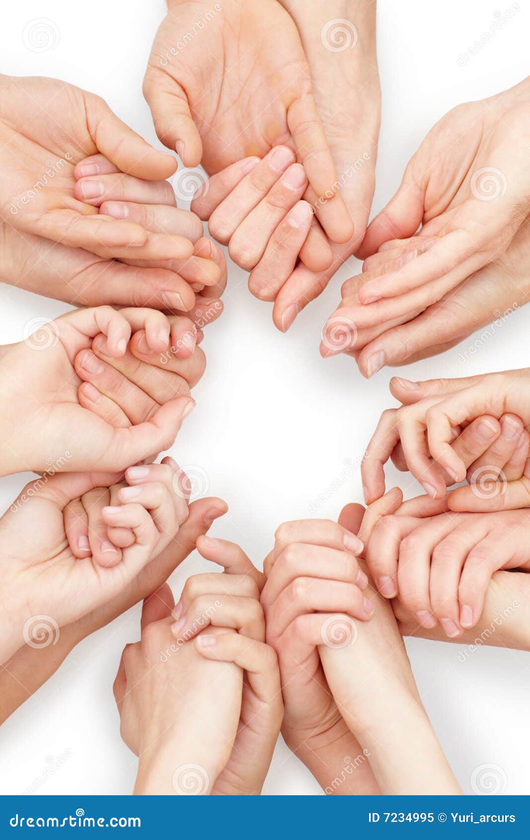 Unity - Lots of Hands on White Stock Image - Image of closeup ...
