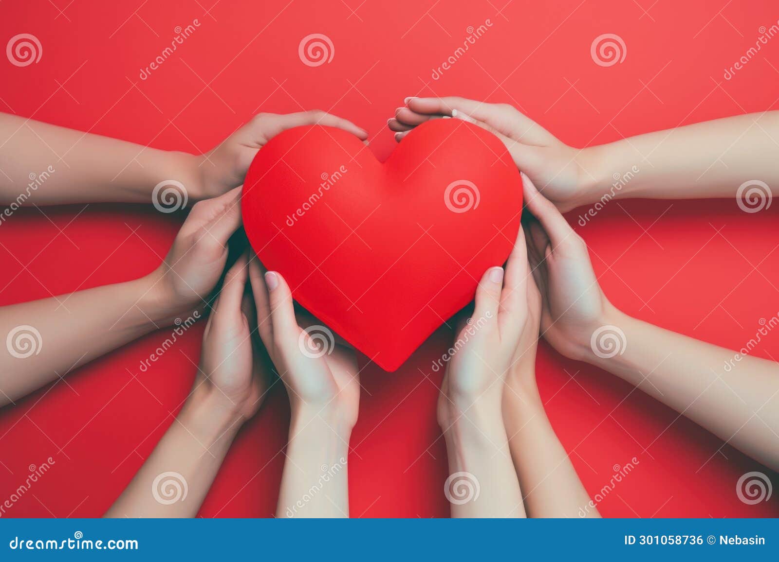 Unity and Mutual Assistance Symbolized by Many Hands Holding a Red ...