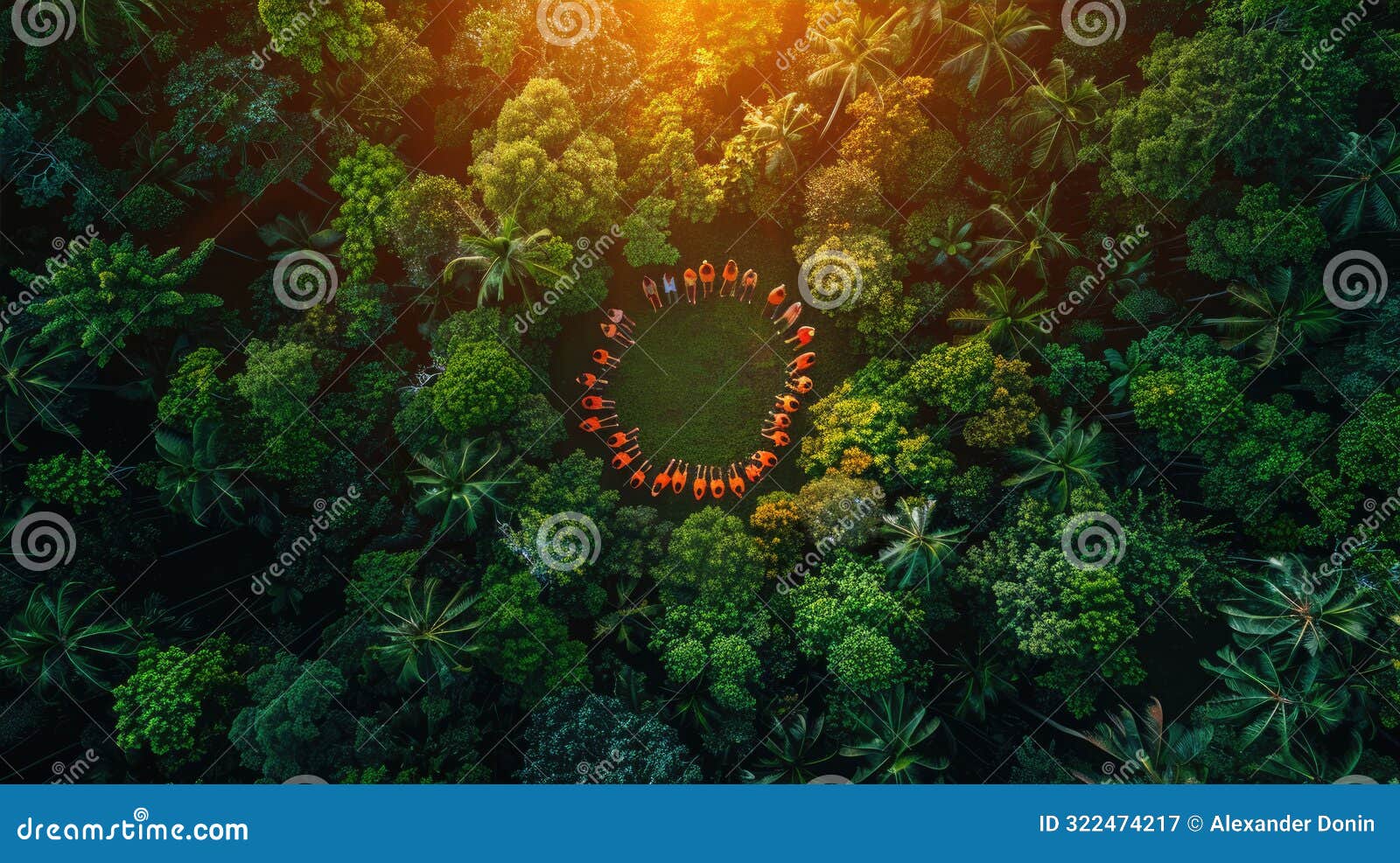 Unity in Nature. Different People Together, Sitting Around in Nature ...