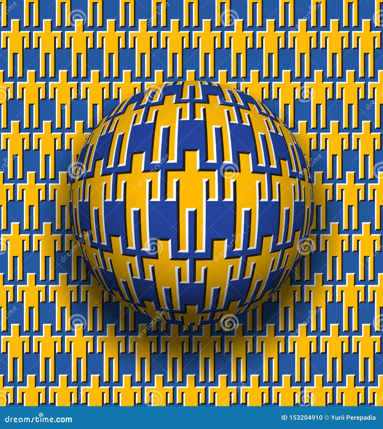 Rotating People Symbols Patterned Hole. Vector Optical Illusion ...