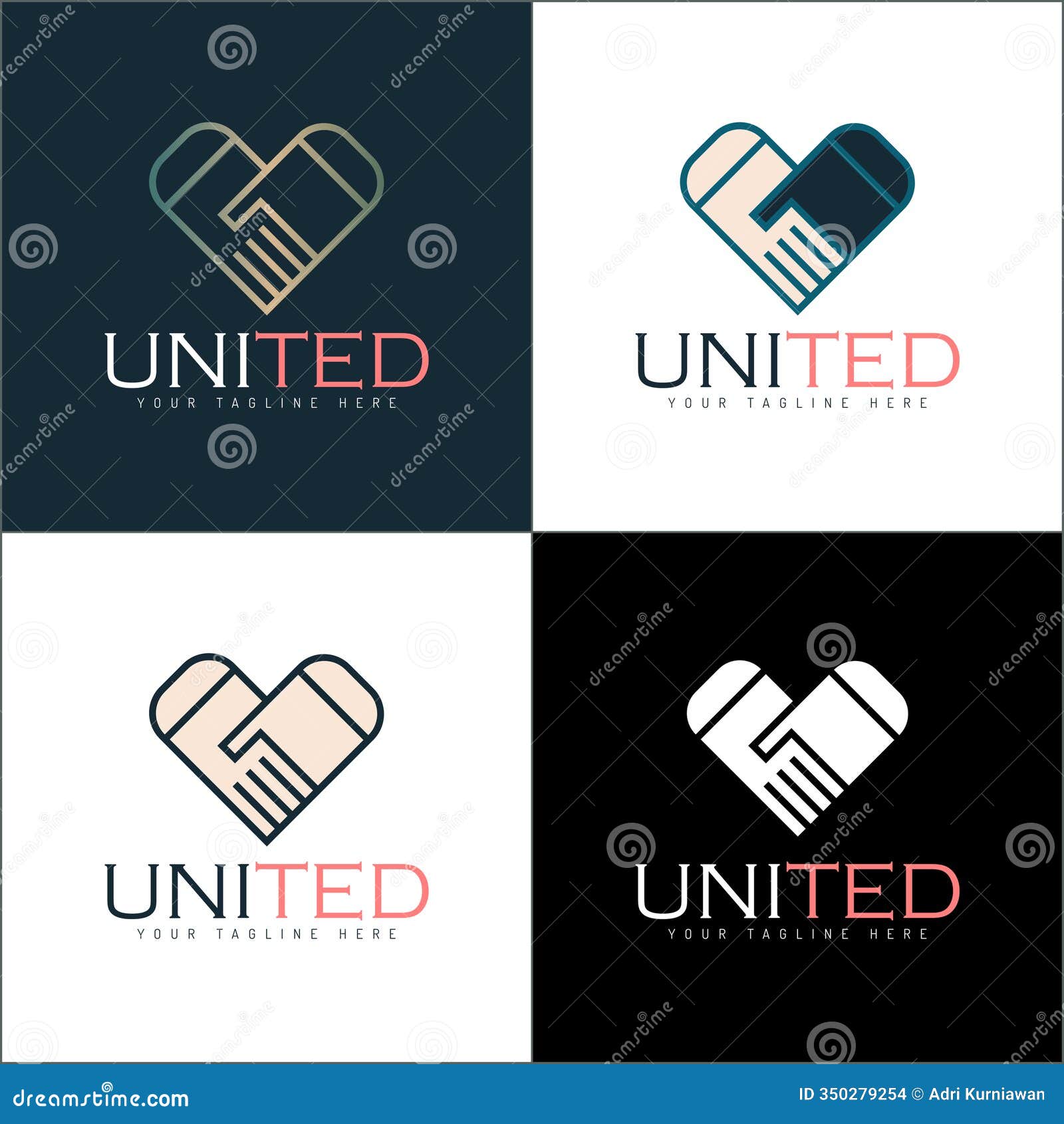 Unity Shake Hand Love Team Work Logo Set Template Design Stock ...
