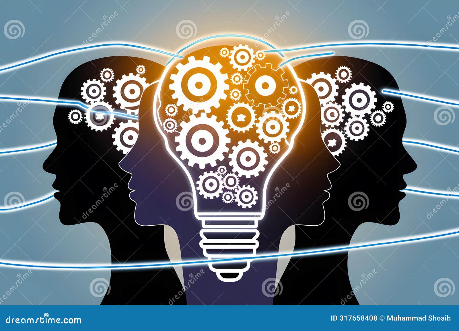 Unity Shown through Connected Minds and Gear-filled Light Bulbs on ...