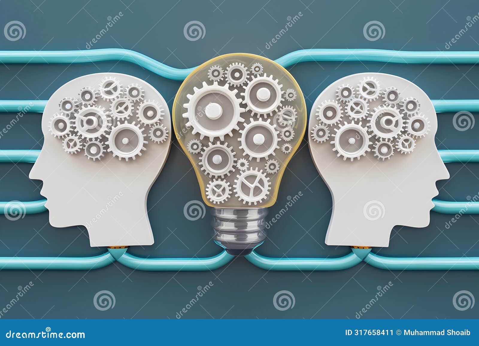 Unity Shown through Connected Minds and Gear-filled Light Bulbs on ...