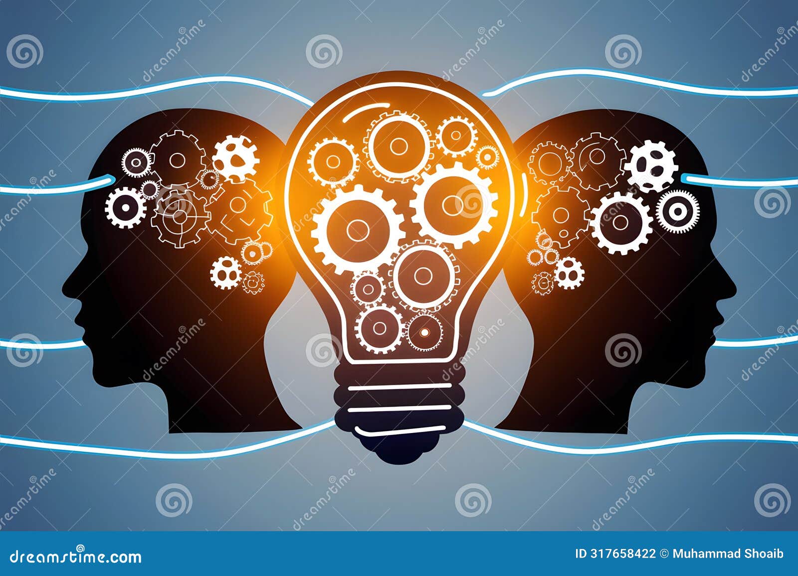 Unity Shown through Connected Minds and Gear-filled Light Bulbs on ...