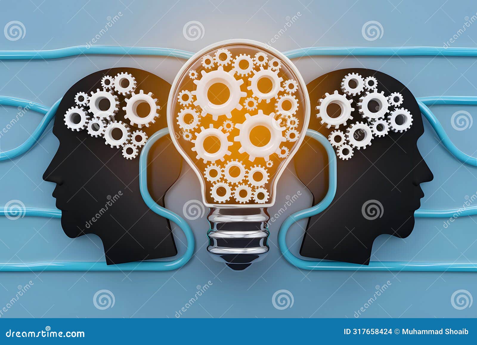 Unity Shown through Connected Minds and Gear-filled Light Bulbs on ...