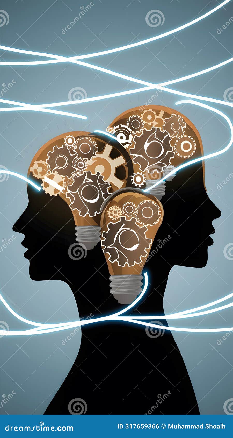 Unity Shown through Connected Minds and Gear-filled Light Bulbs on ...