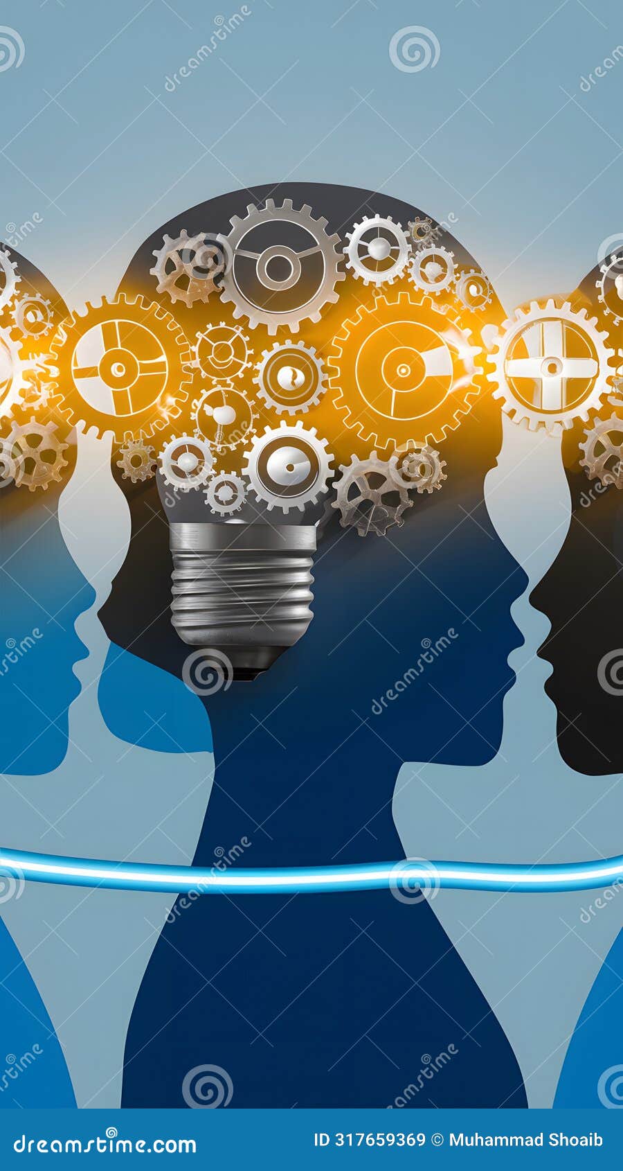 Unity Shown through Connected Minds and Gear-filled Light Bulbs on ...