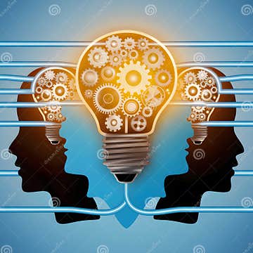 Unity Shown through Connected Minds and Gear-filled Light Bulbs on ...