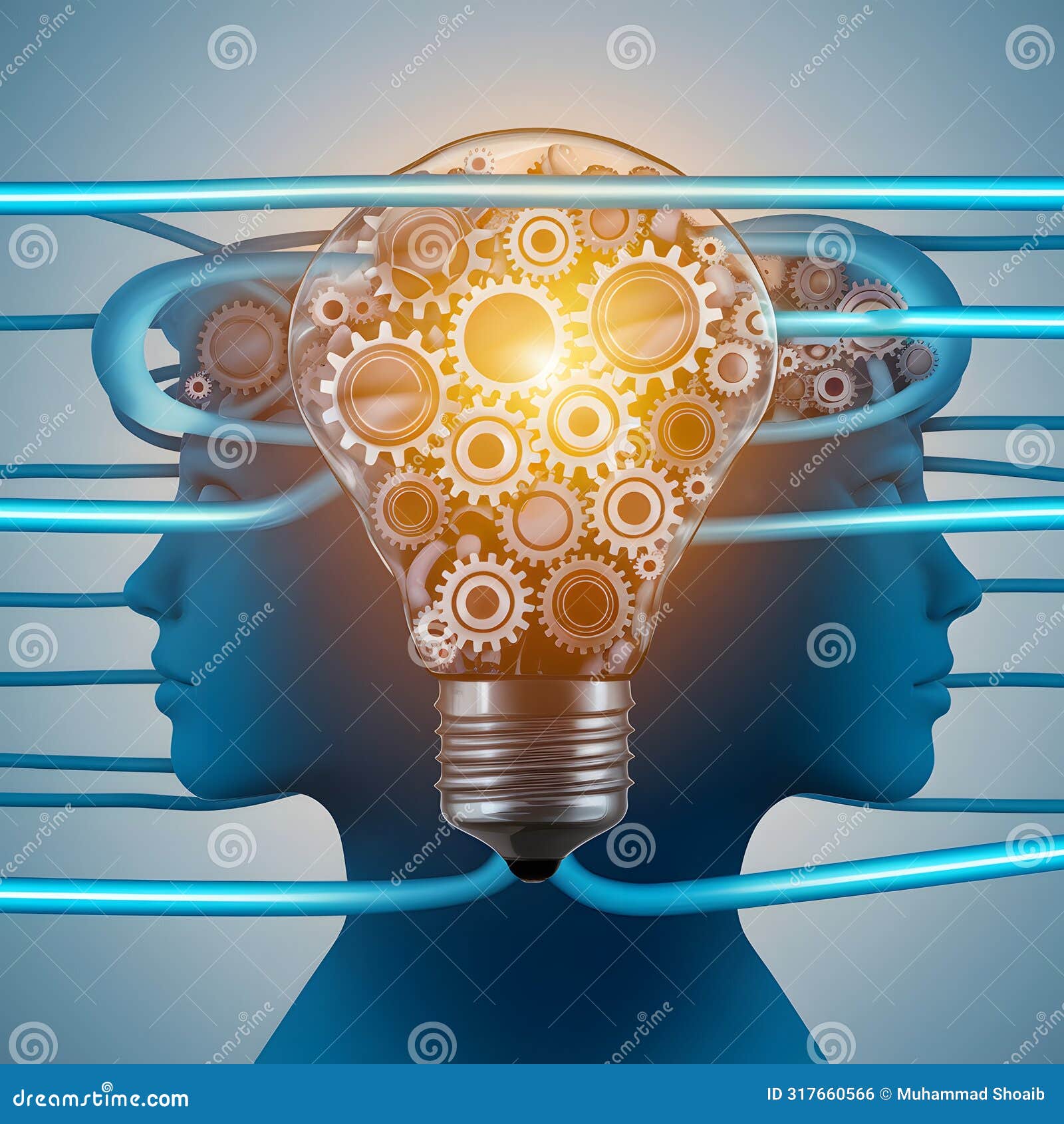 Unity Shown through Connected Minds and Gear-filled Light Bulbs on ...